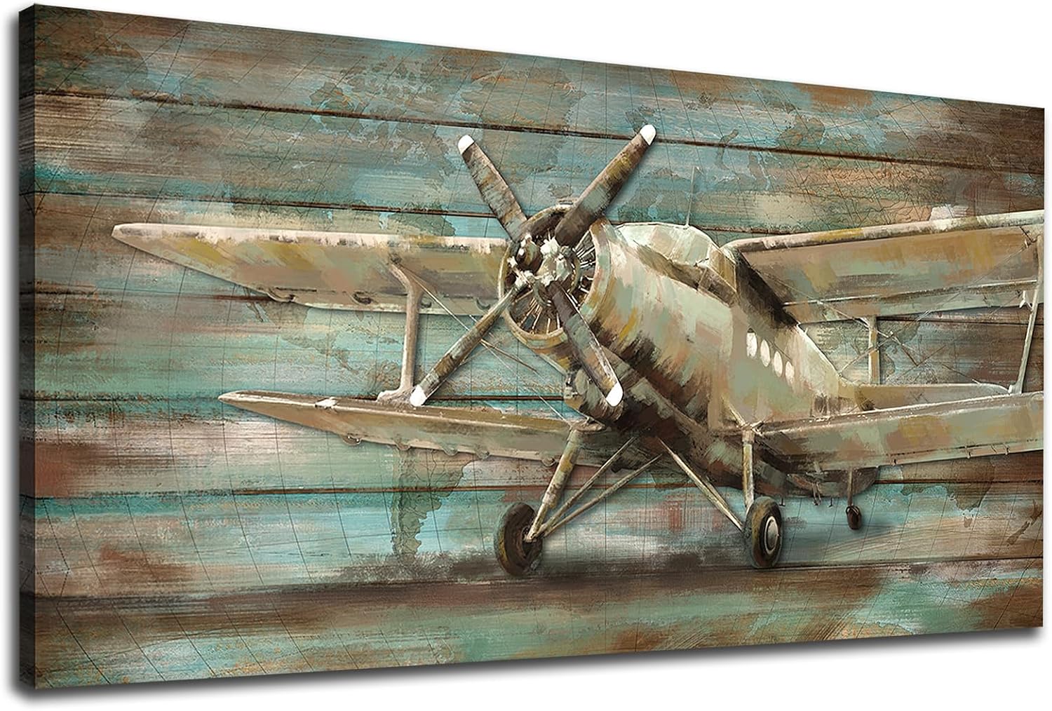 NINEASO Vintage Airplane Canvas Wall Art - Retro Propeller Aircraft ...