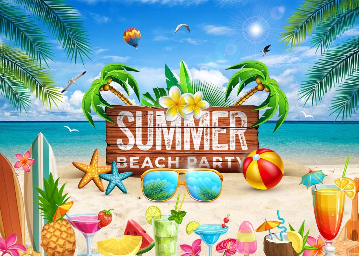 Amazon.com : AIIKES 7X5FT Summer Beach Party Backdrop Aloha Tropical ...