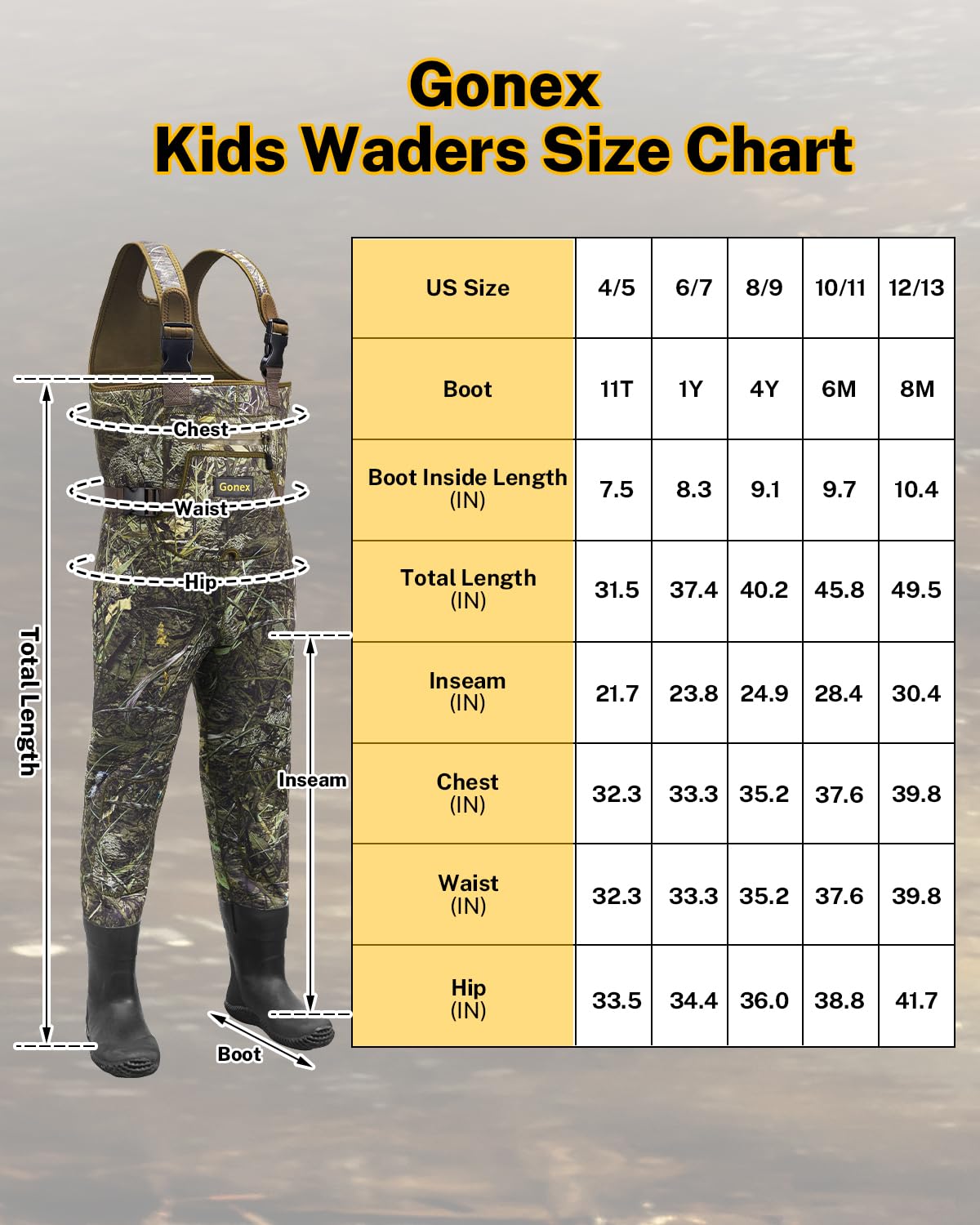 Snapklik.com : Kids Chest Waders Neoprene Fishing Hunting Waders ...
