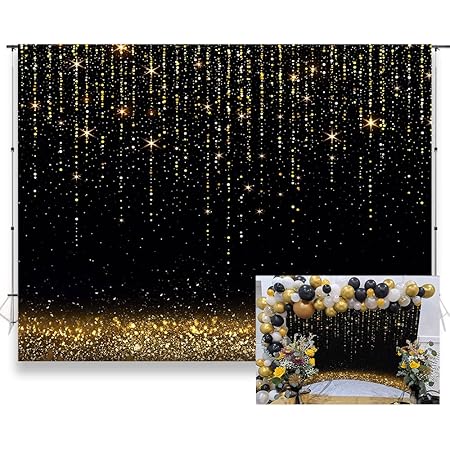 Amazon.com : Black and Gold Photo Booth Backdrop - Perfect Party ...