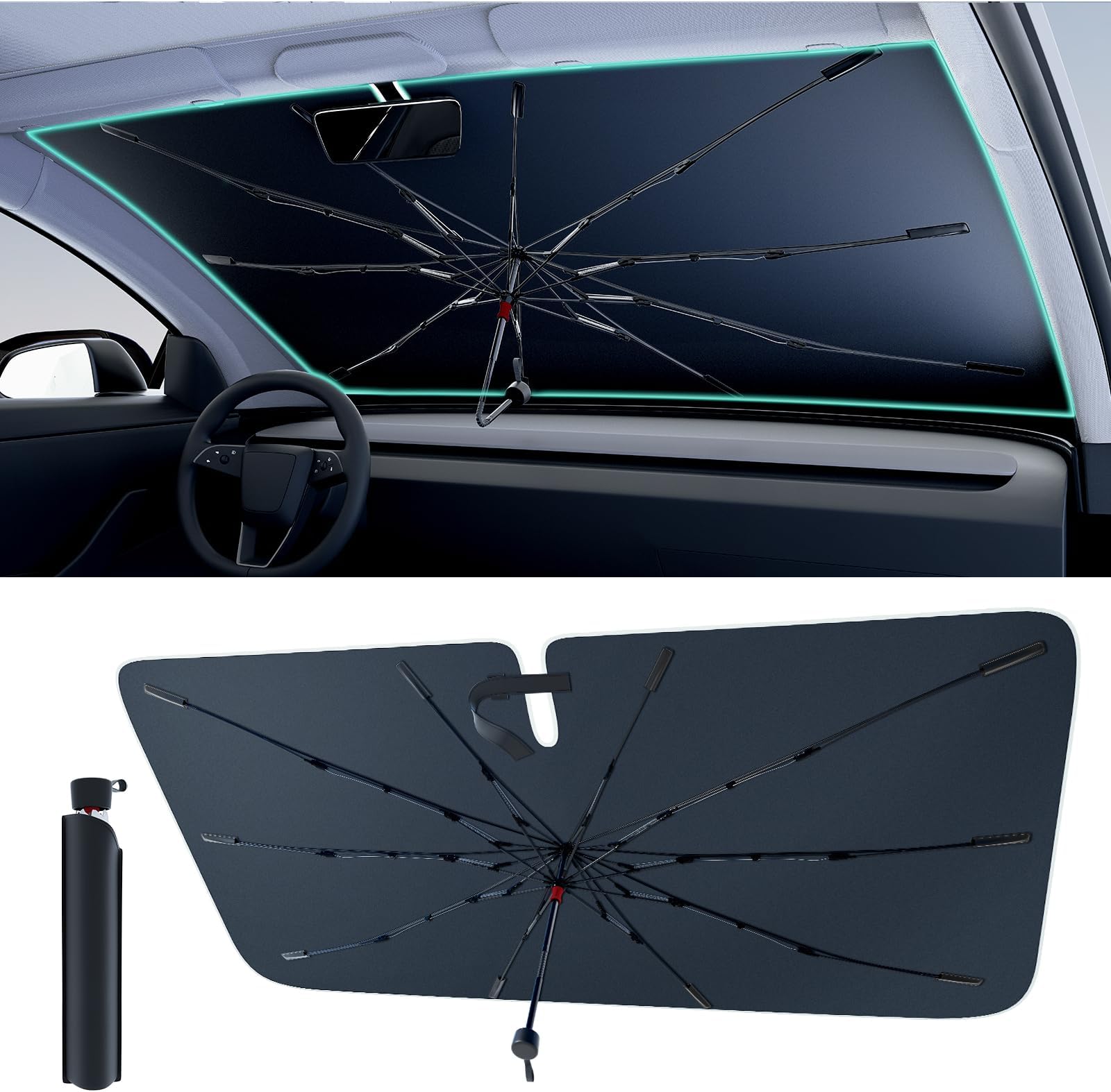 Amazon.com: REEVAA® 2024 Newest Car Windshield Sun Shade Umbrella [Nano ...