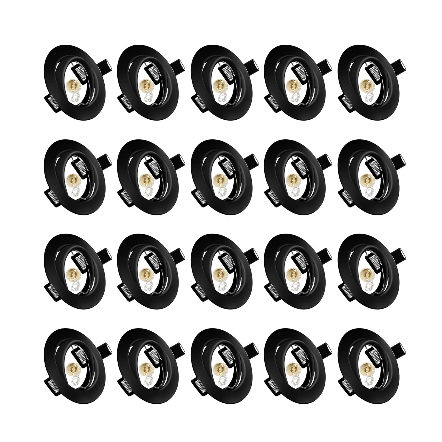 20x Inbouwspots GU10 Set - 20 Stuks Inbouwframes in Mat Zwart incl ...