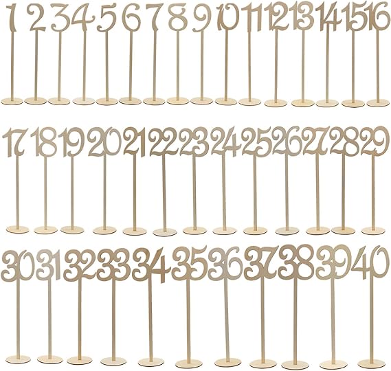 Amazon.com: Tinksky 1-40 Wooden Table Numbers with Holder Base for ...