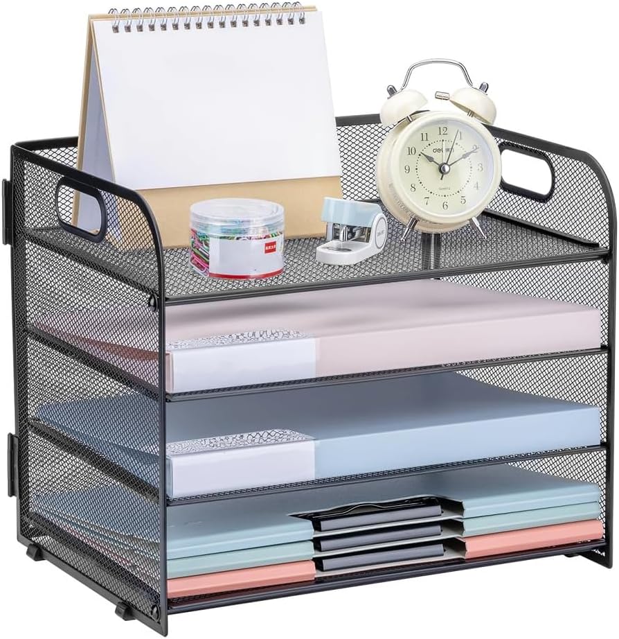 HEKOBAG 4 Tier Paper Organiser with Handle, Letter Tray Paper Organizer ...