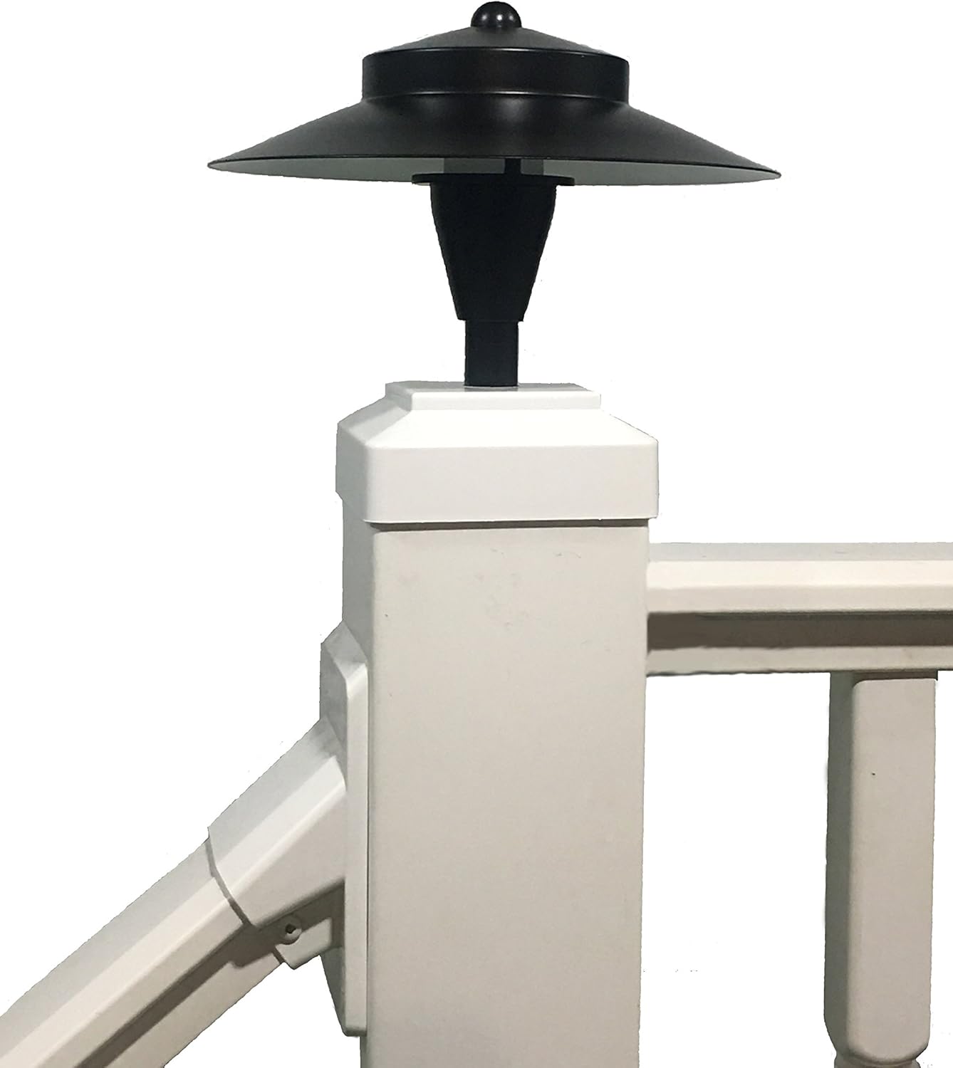 Tru-Post LED Post Light for Deck or Fence - White Vinyl Post Cap (4" x ...