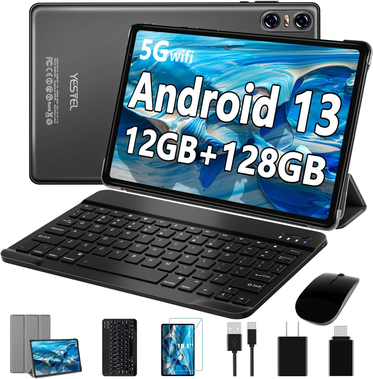 Amazon.com : Android 13 Tablet with Keyboard, 2024 Newest 10 Inch 2 in ...