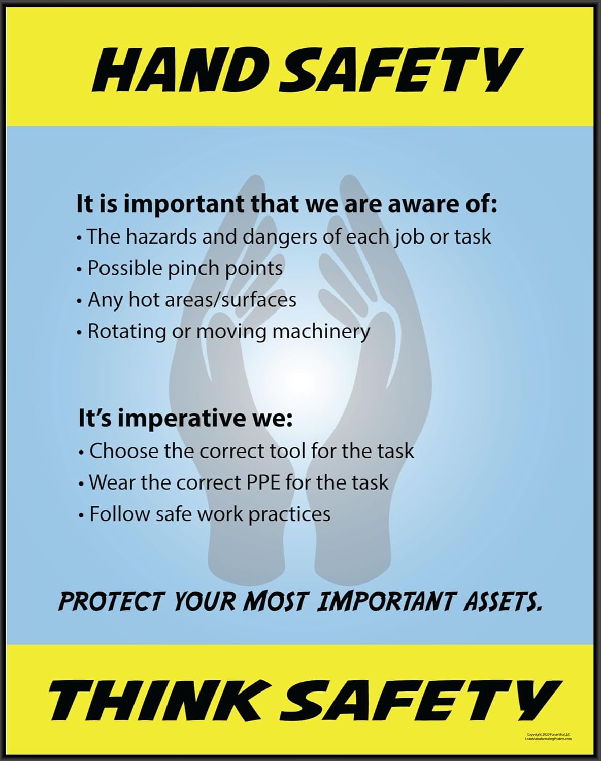 Amazon.com: Lean Manufacturing Posters Hand Safety Poster, 22" X 28 ...