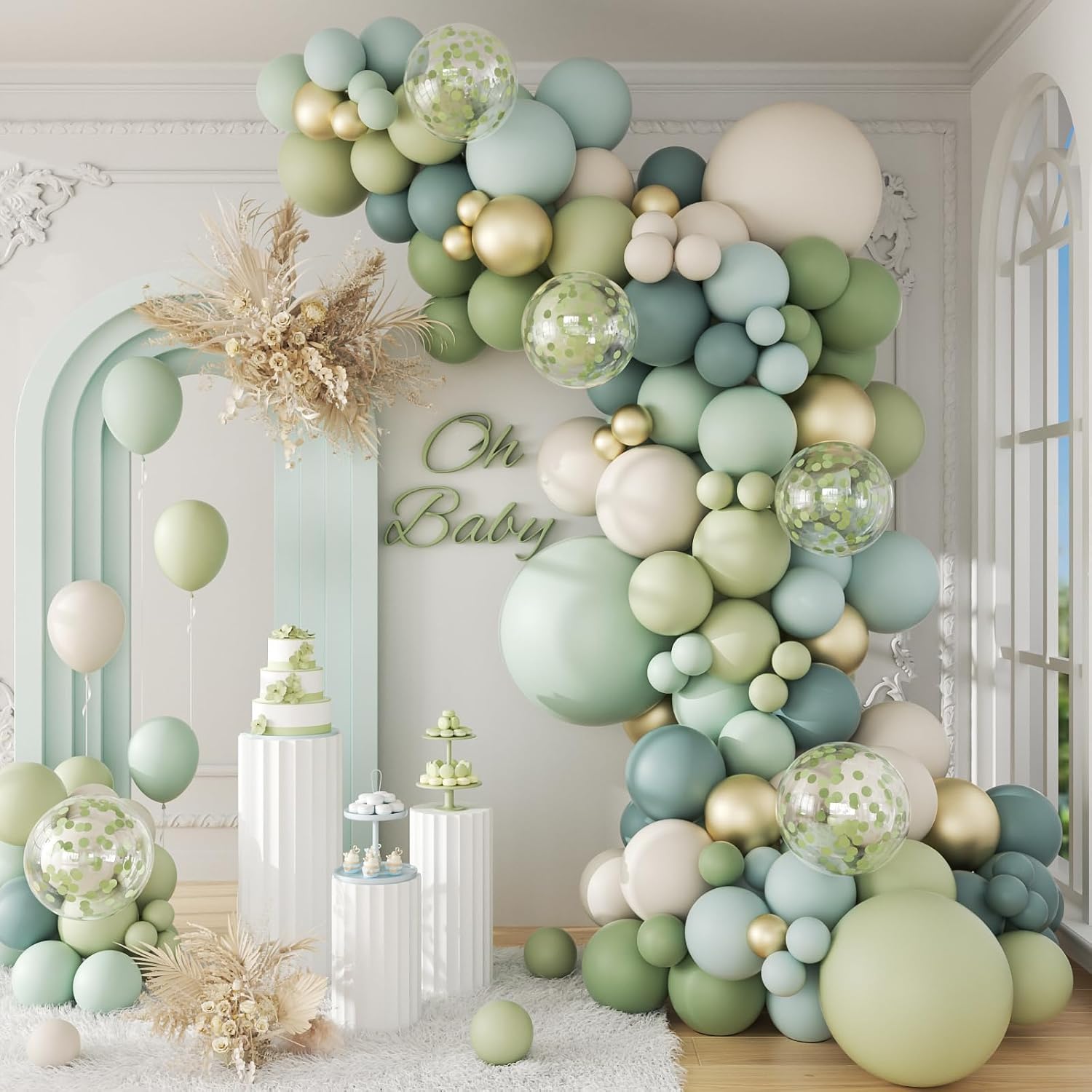 Amazon.com: 141pcs Sage Green Balloon Arch Kit, Dusty Blue Balloon Arch ...