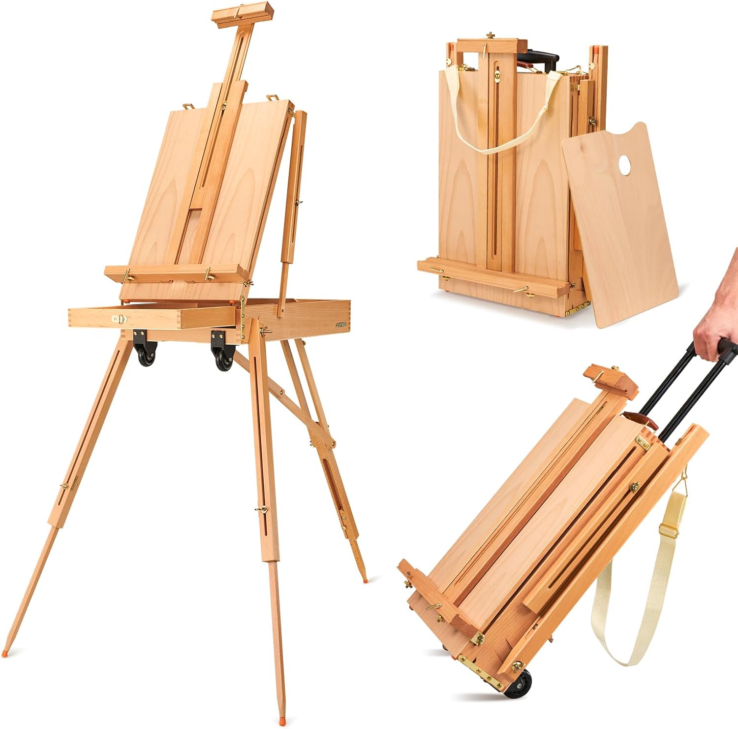 Amazon.com: French Easel,Beechwood,Adjustable Plein Air Easel for ...