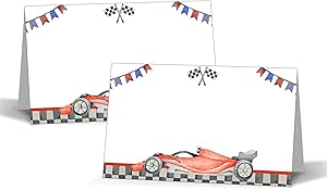Amazon.com: cyazila Race Car Place Cards, Racing Car Name Cards for ...