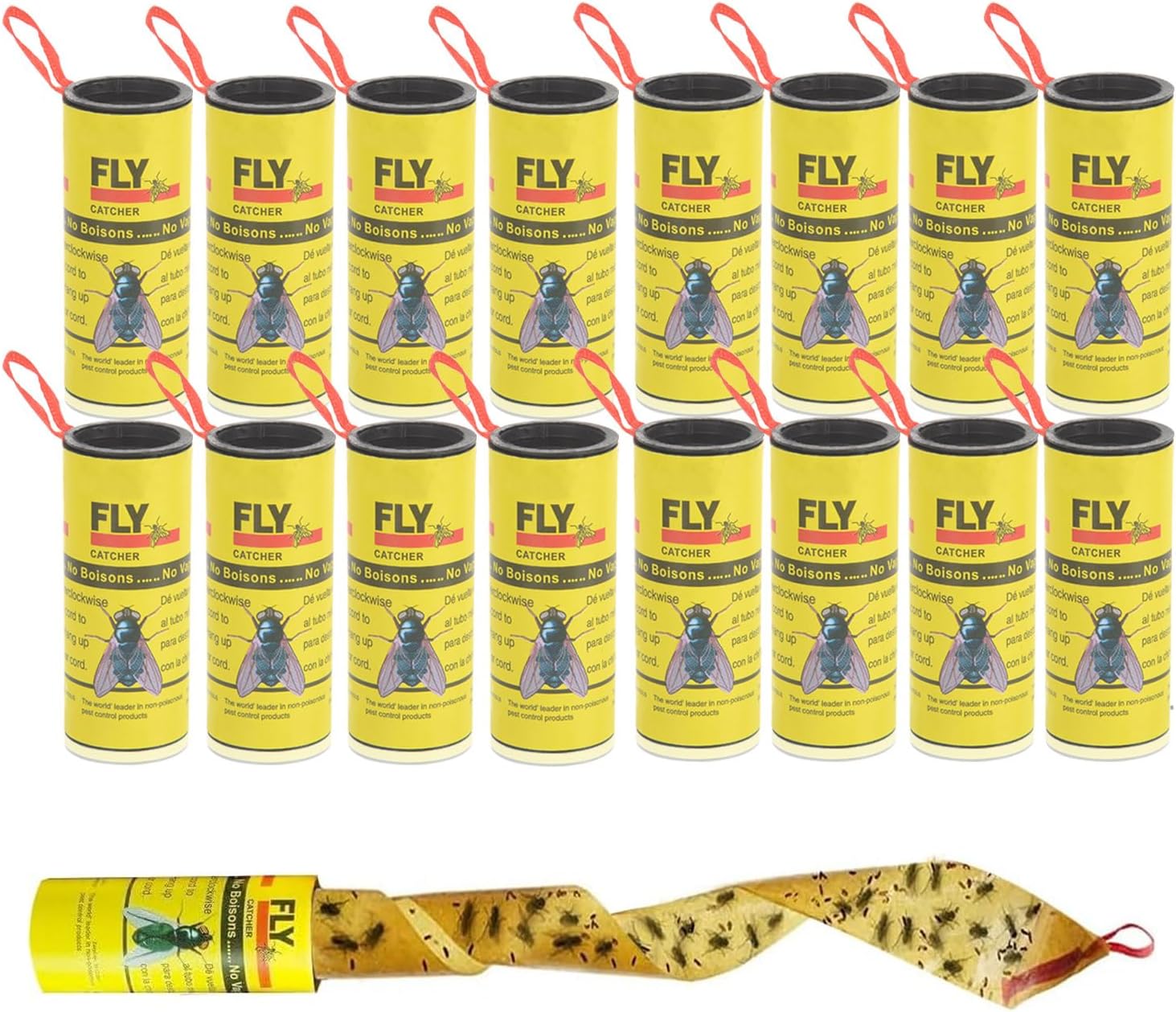 Fly Paper Fly Strips Fly Catcher Strips 16 Pack Sticky Fruit Fly Trap ...