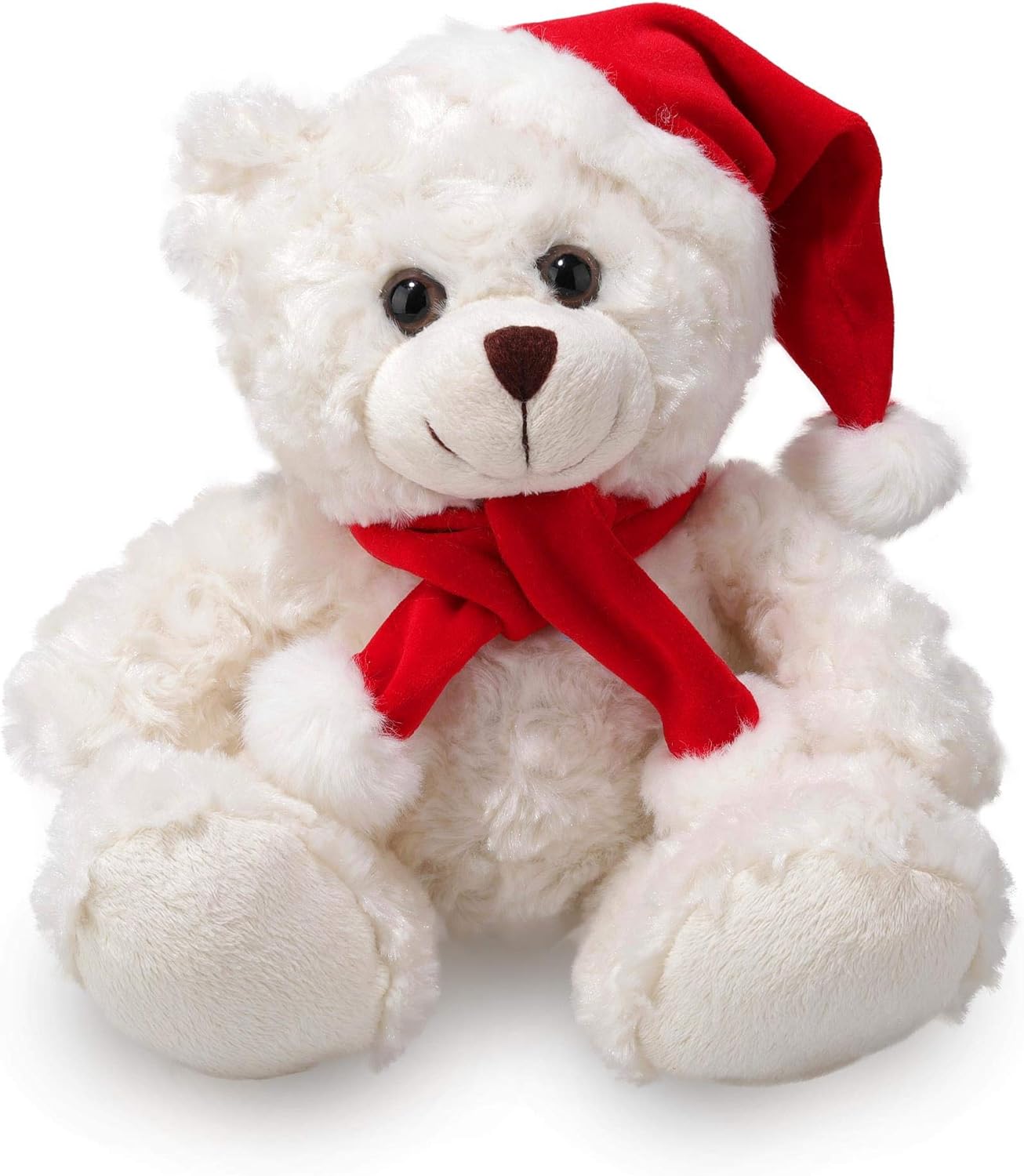 Amazon.com: Plushland Adorable Soft and Hairy Santa Teddy Bear, Stuffed ...