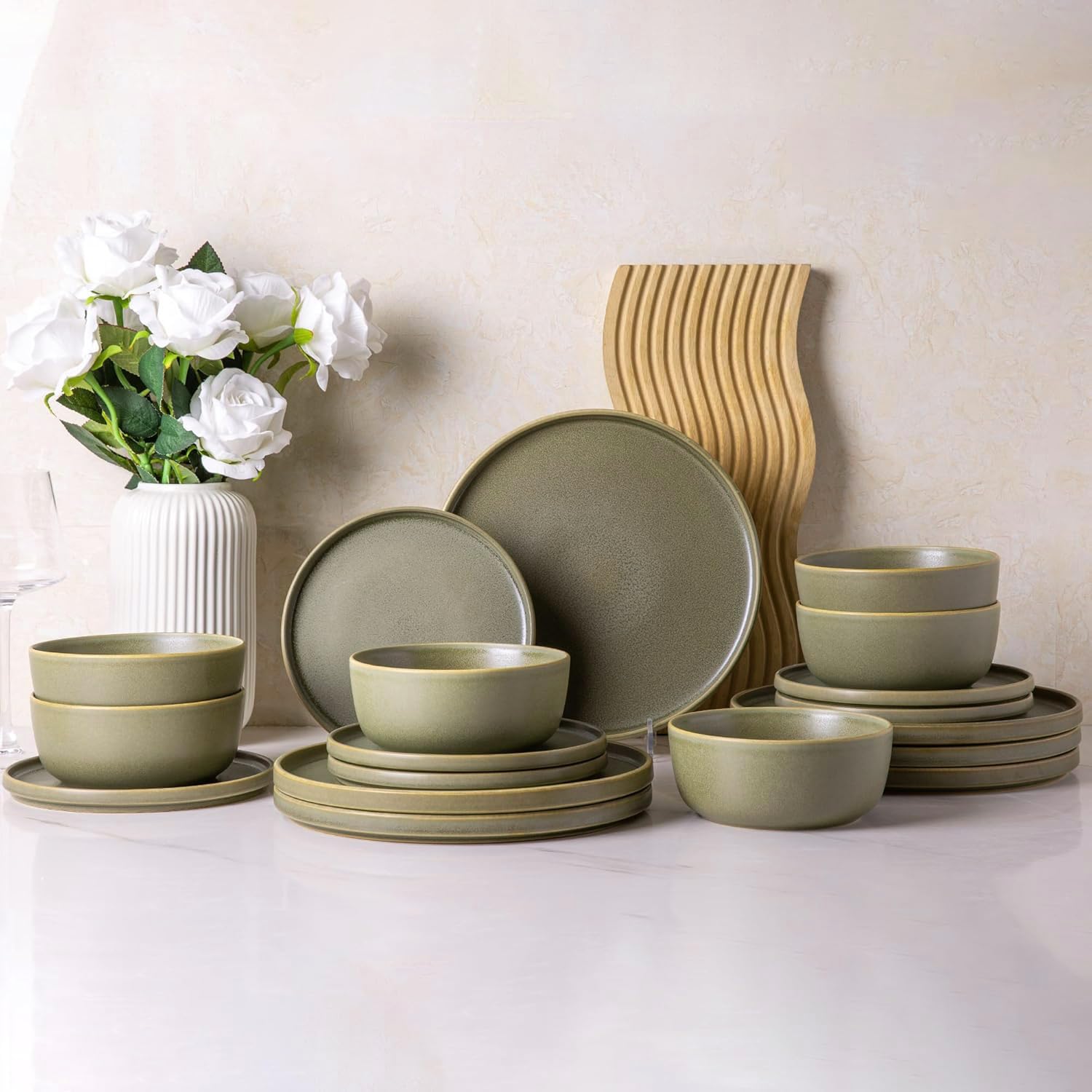 Amazon.com | AmorArc Stoneware Dinnerware Sets for 6,Reactive Ceramic ...