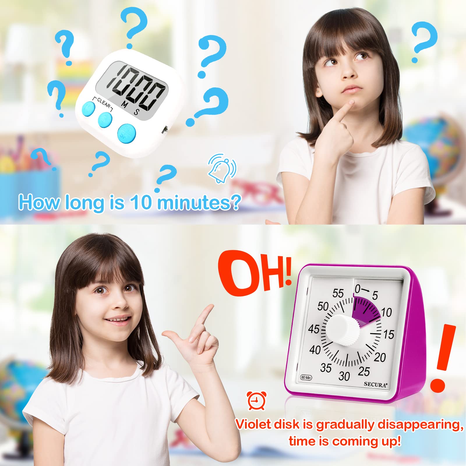 Snapklik.com : Secura 60-Minute Visual Timer, Classroom Timer ...