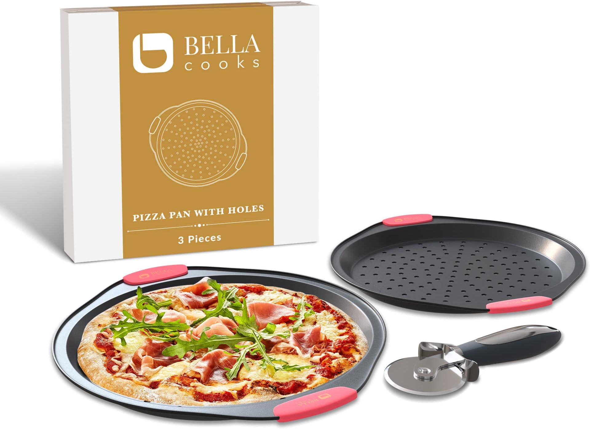 Amazon.com: NutriChef 13-Inch Nonstick Pizza Tray - Round Carbon Steel ...