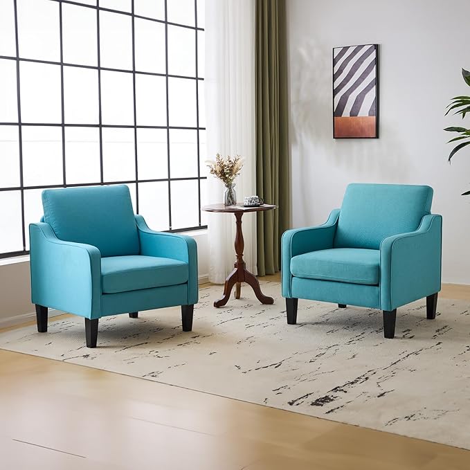 VINGLI Accent Chairs Set of 2 Living Room Chairs Teal Blue Reading ...