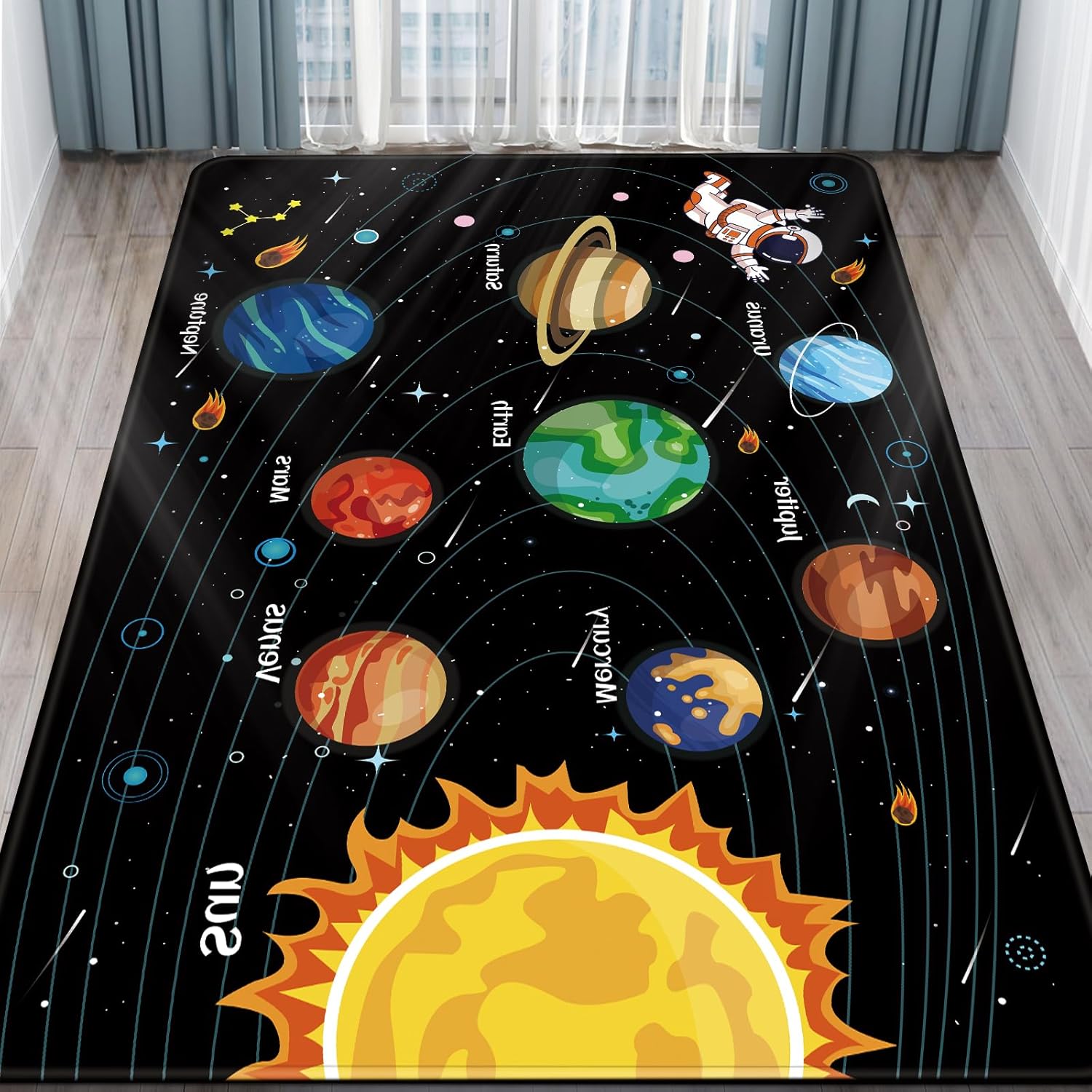 Amazon.com: LTKOUGFAM Kids Play Rug for Playroom, Outer Space Solar ...