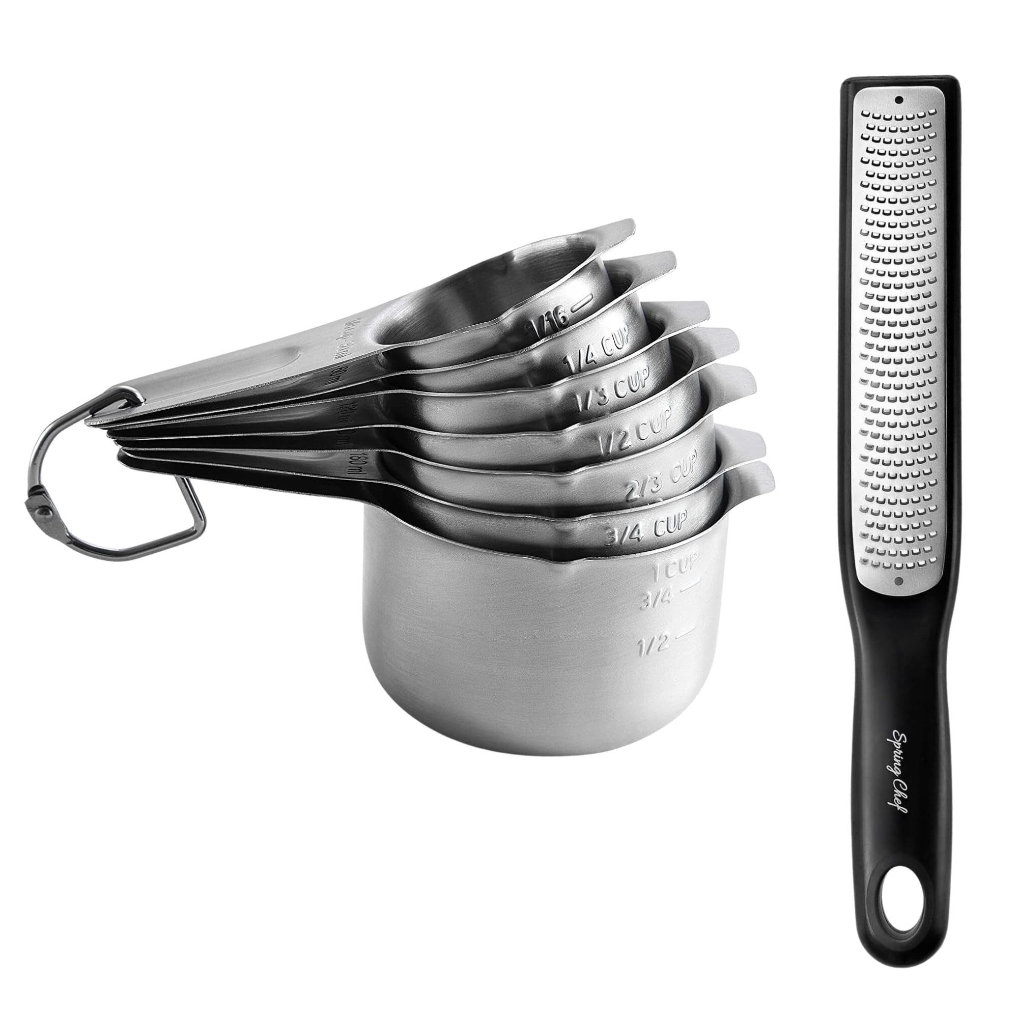 Amazon.com: Spring Chef Stainless Steel Measuring Cups, Set of 7 ...