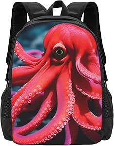 Amazon.com: Red Octopus Backpack Lightweight Simple Casual Backpack ...