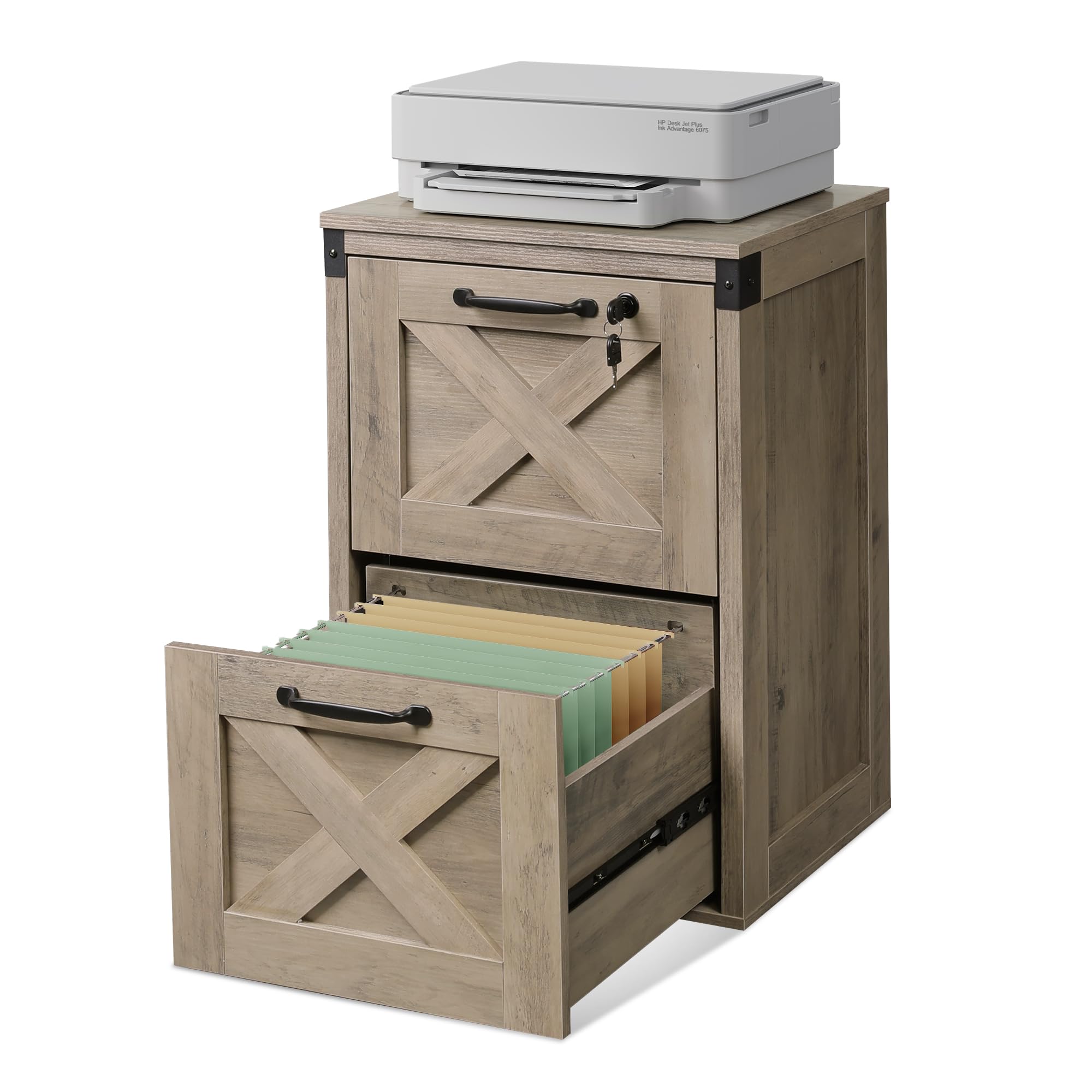 Amazon.com: DEVAISE 2 Drawer File Cabinet with Lock, Wood Farmhouse ...