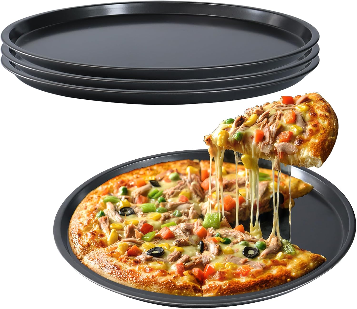 Amazon.com: ATRDTO 4 Pack Non-Stick Dish Pizza Pan-Baking Pan Pizza ...