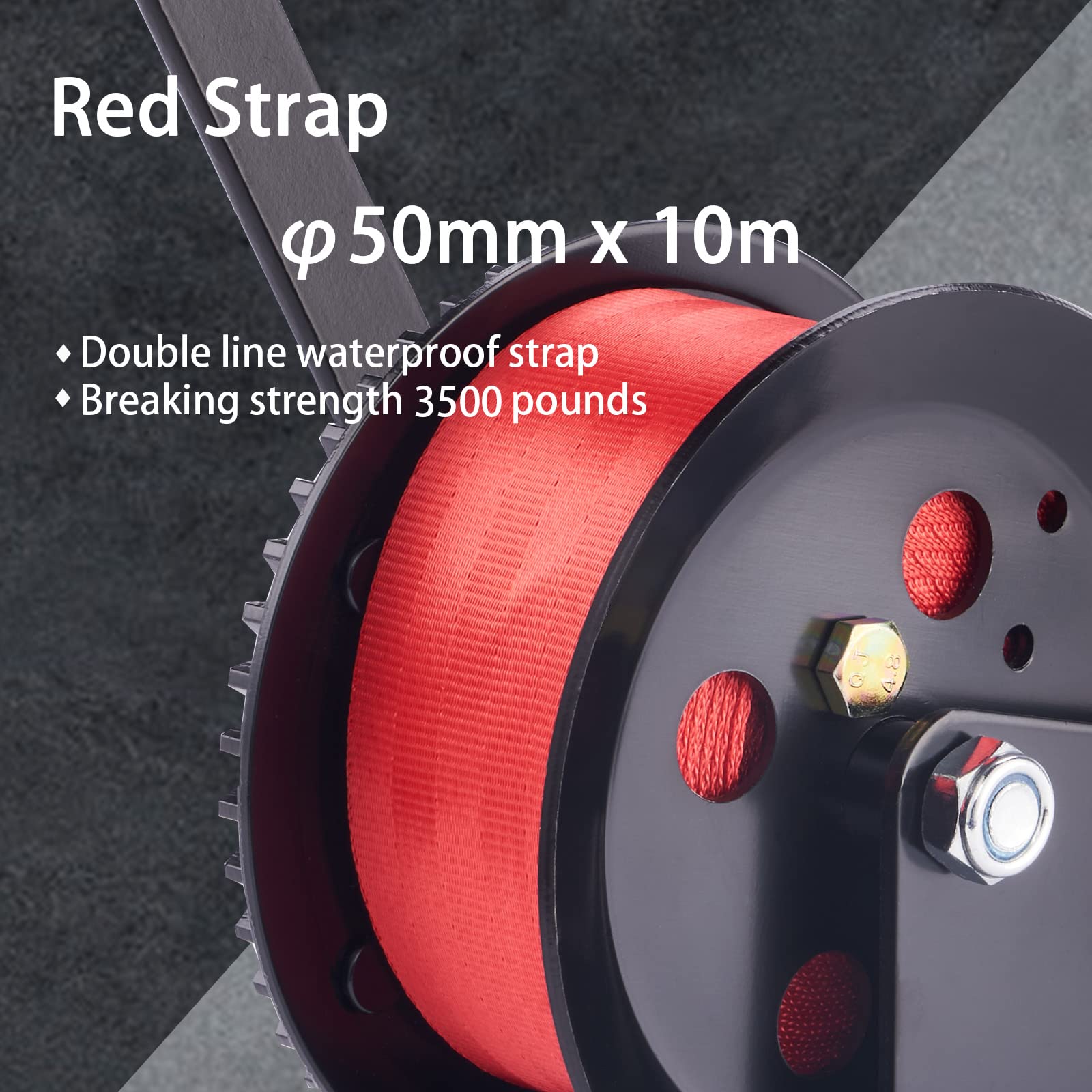 TYT 3500LB Boat Trailer Strap Winch with 10M Red Strap, Sturdy Long ...