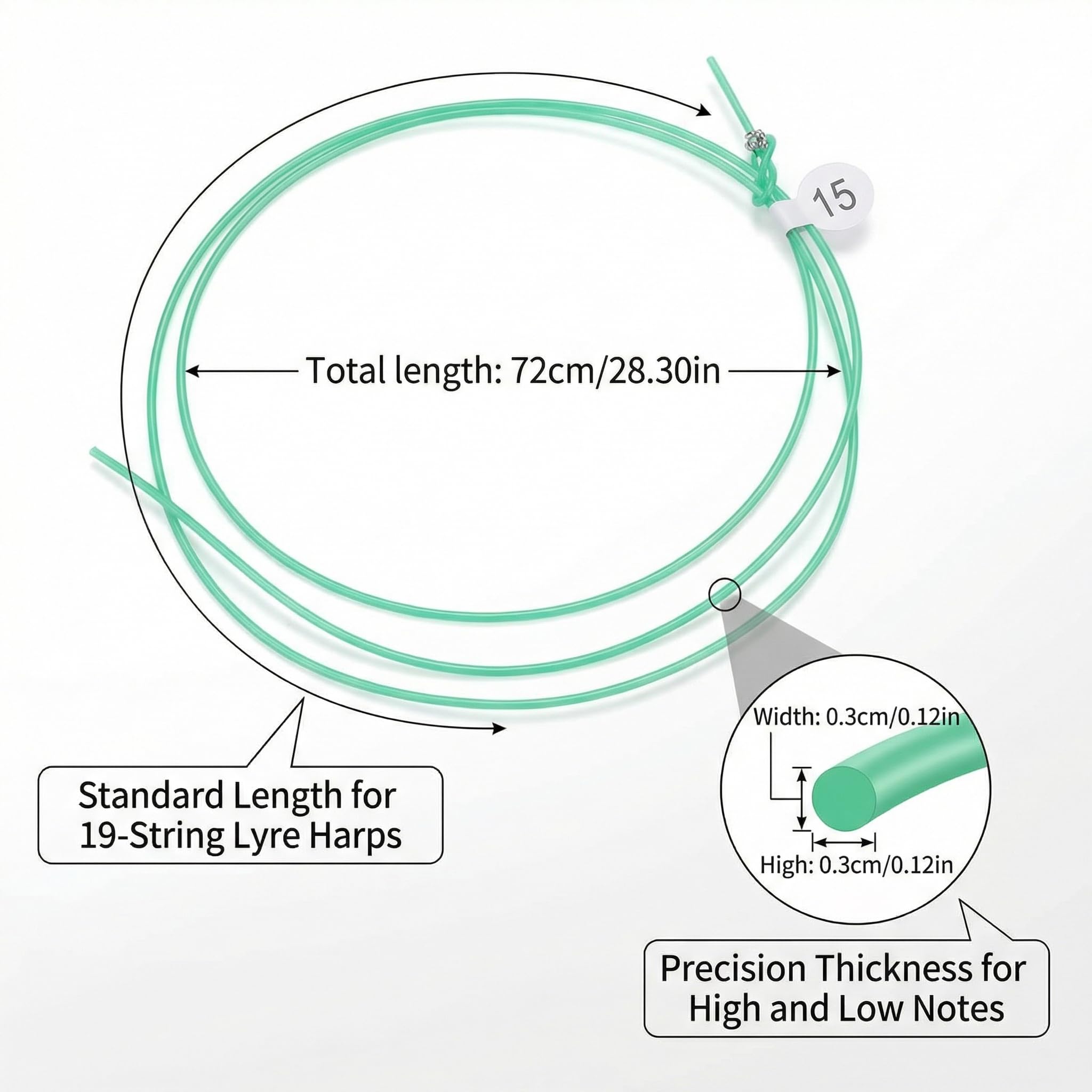 Snapklik.com : 19 String Nylon Harp Strings For Lyre And Small Harp ...