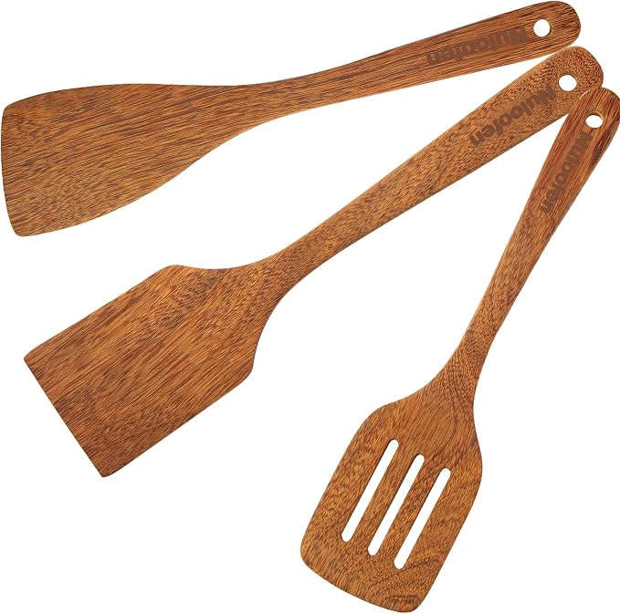 Amazon.com: Nuloofen 3Pcs Wooden Spatula Set, Kitchen Utensils, Spatula ...