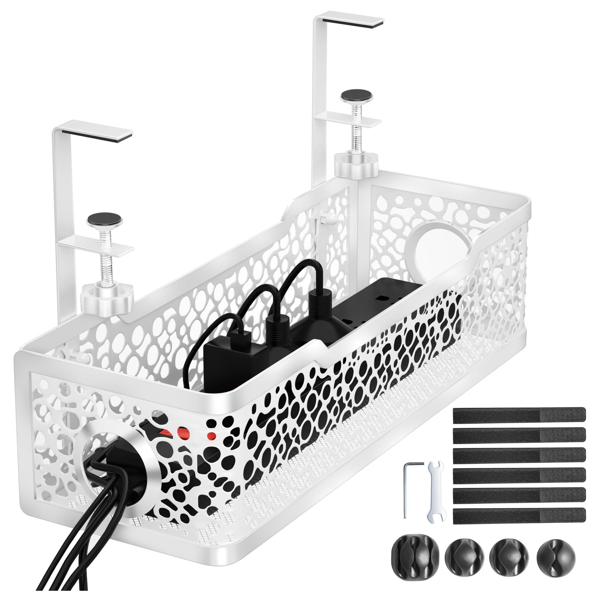 Under Desk Cable Management Tray No Drill, Cinati Upgraded Clamp Cable ...