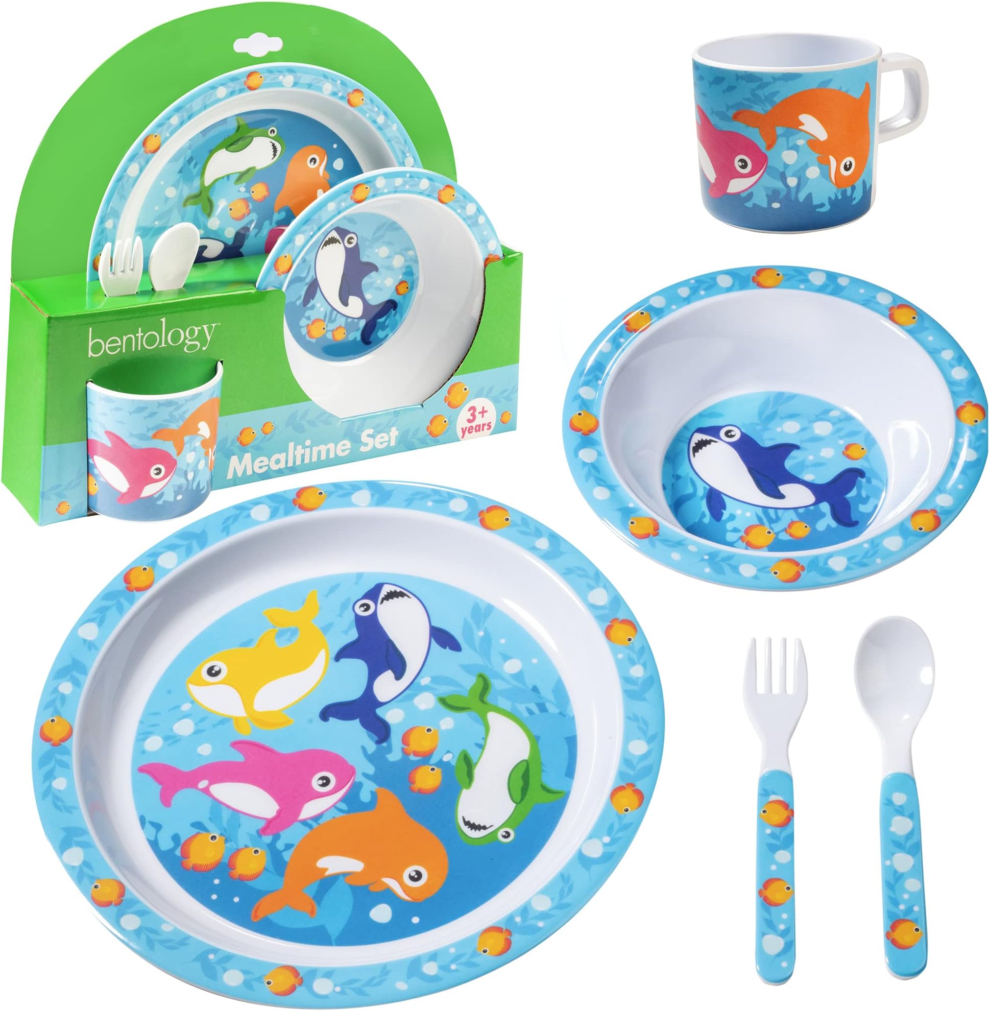 Amazon.com: 5 Pc Mealtime Feeding Set for Kids and Toddlers - Shark ...