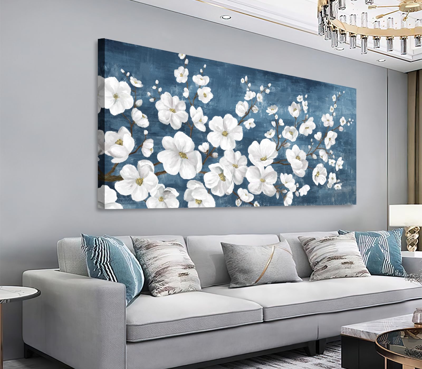 Amazon.com: Shoci Large Flowers Wall Art - White Floral Brown Branch ...