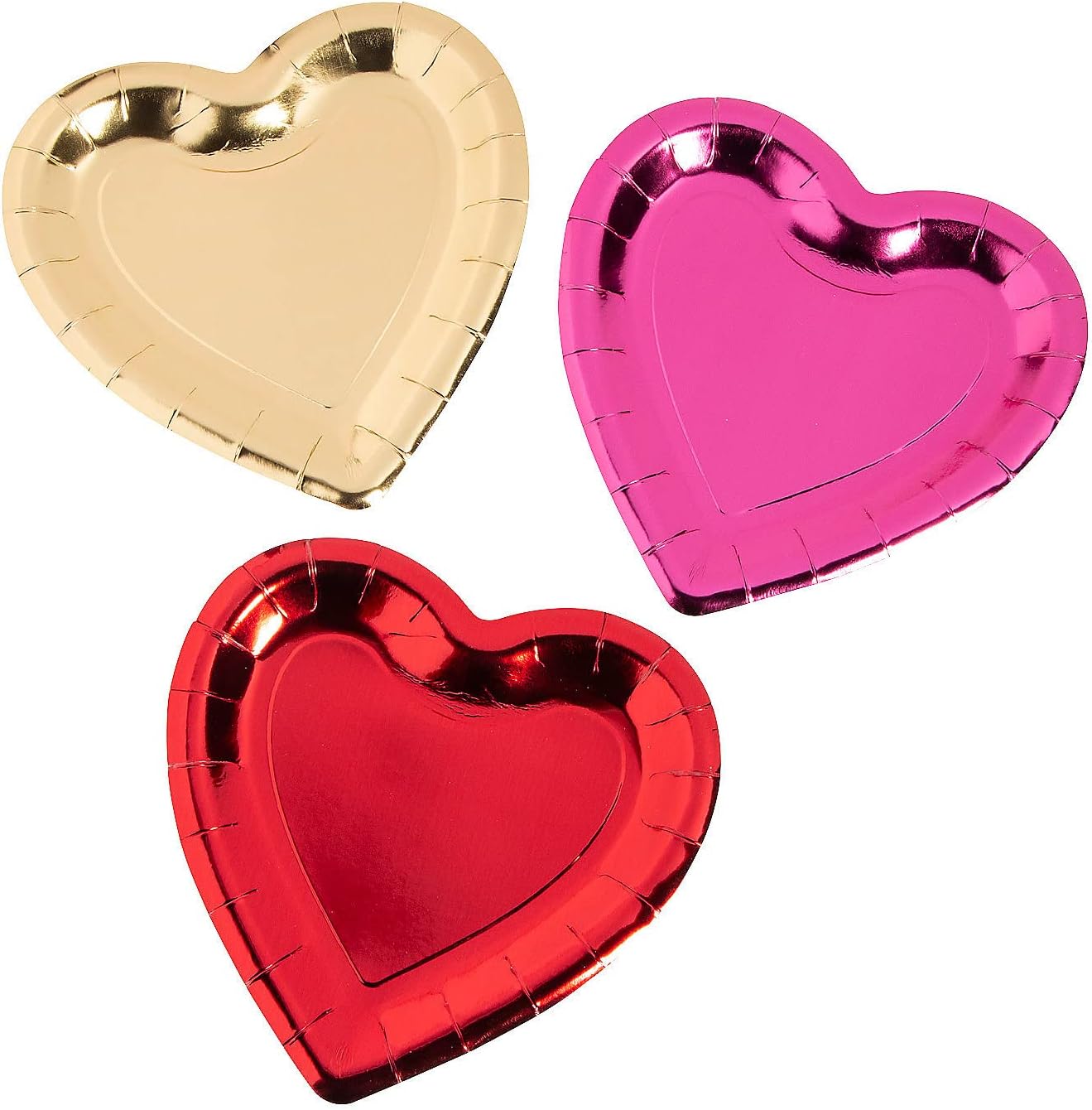 Amazon.com: Fun Express Foil Heart Dessert Plates – Elegant Heart ...