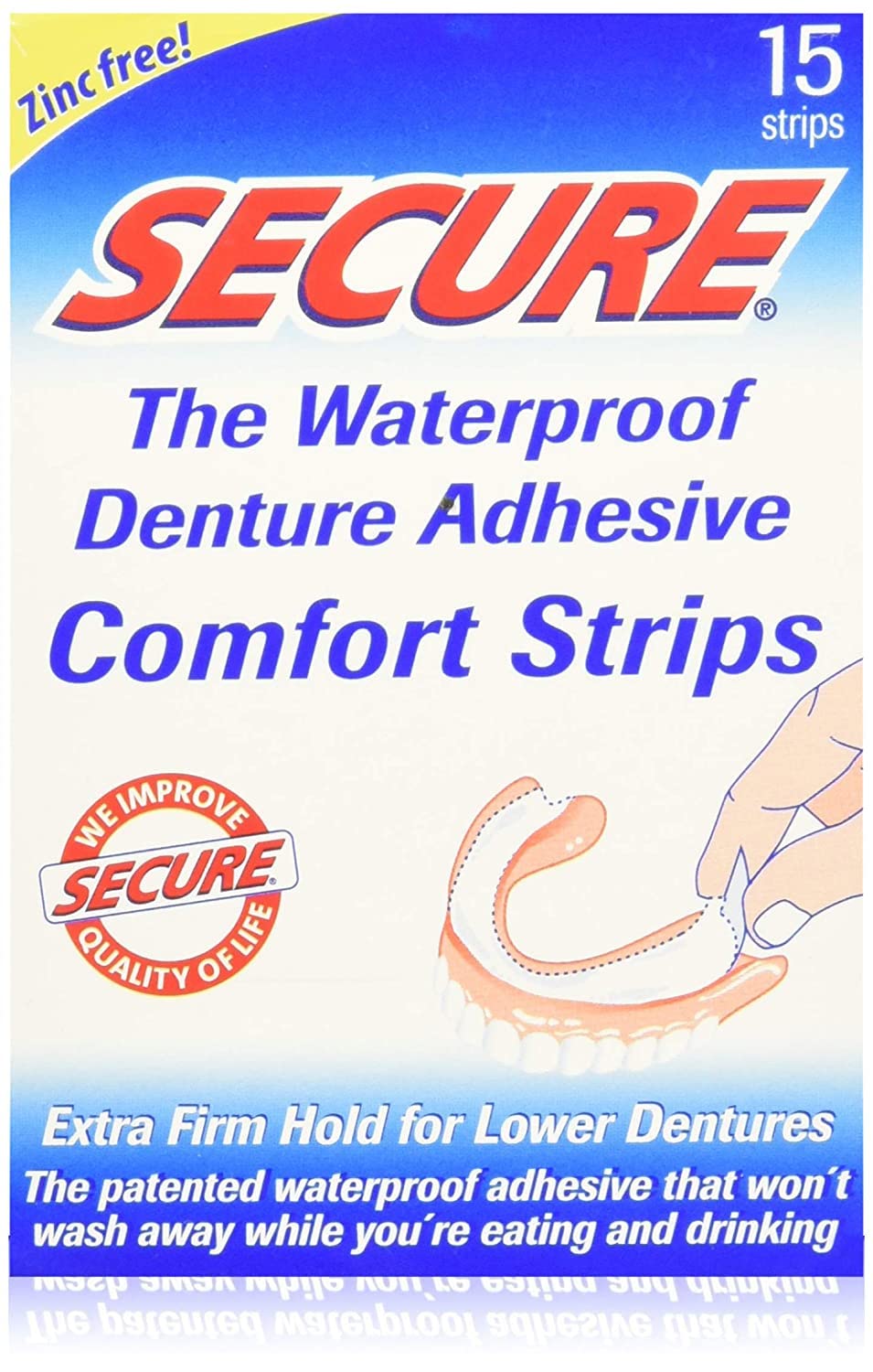 Amazon.com : Secure Denture Adhesive Comfort Strips 15 Ct : Denture ...