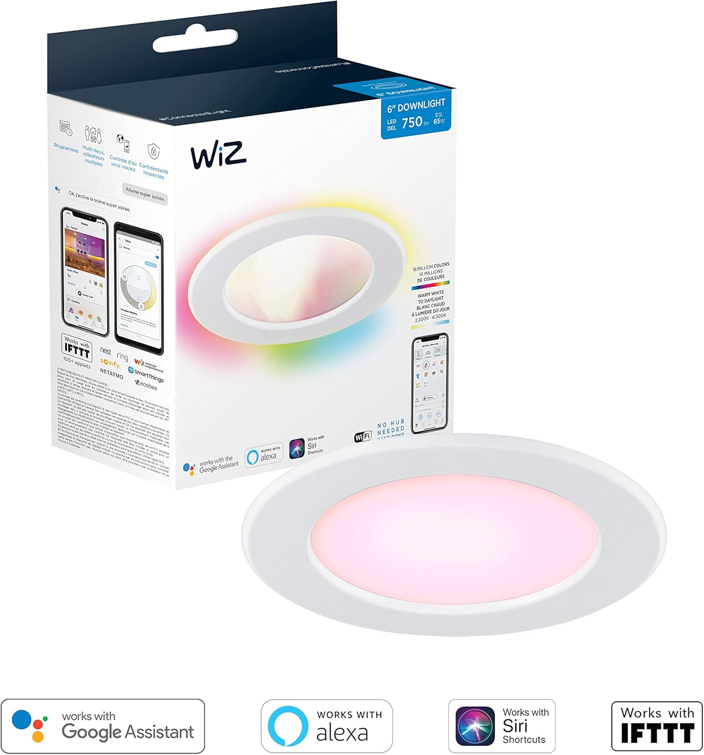 WiZ 65W Reflector Kit 6‘’ WiFi Full Color & Tunable White, Smart LED ...