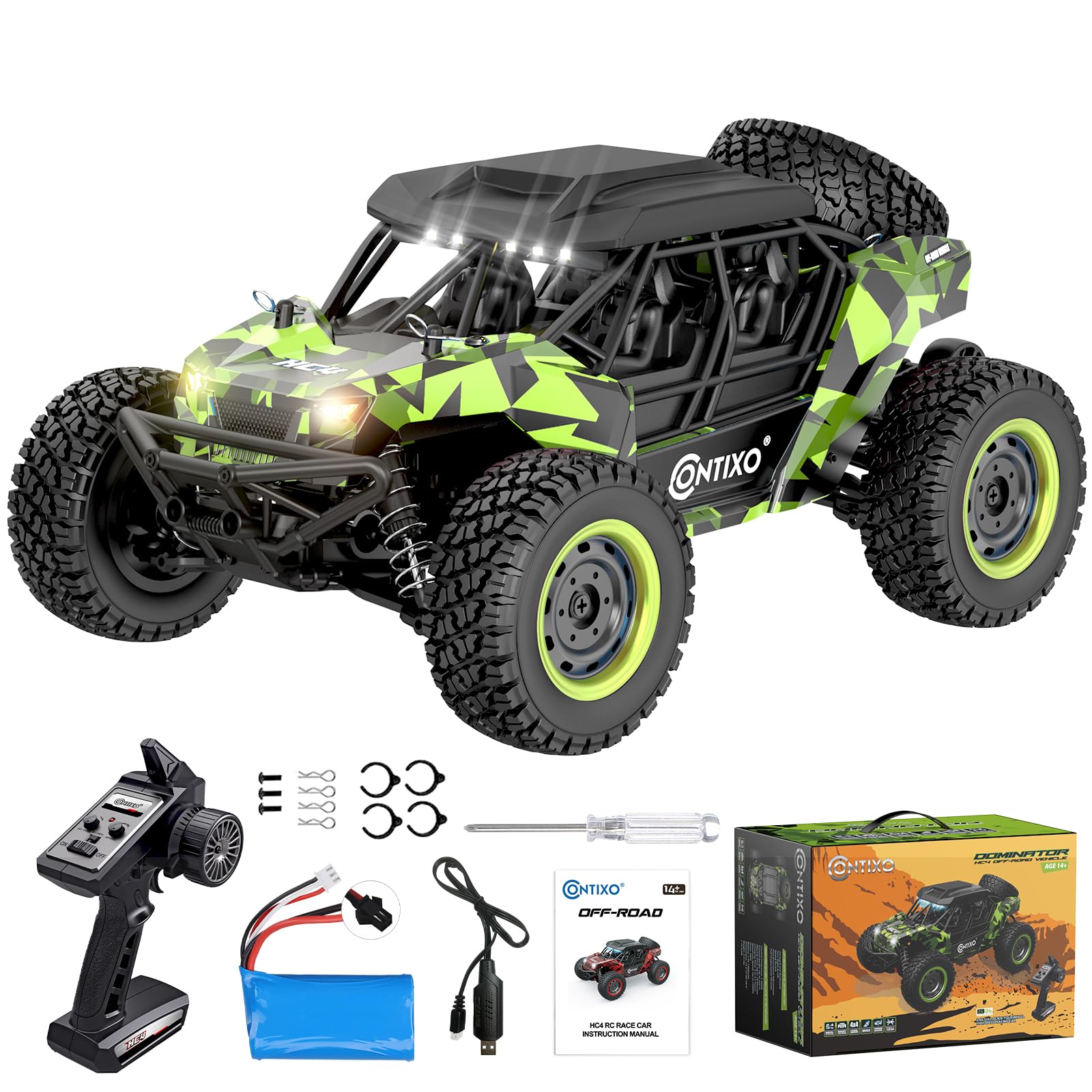 Amazon.com: Contixo 1:16 All Terrain RC Cars, 25 MPH High Speed Remote ...