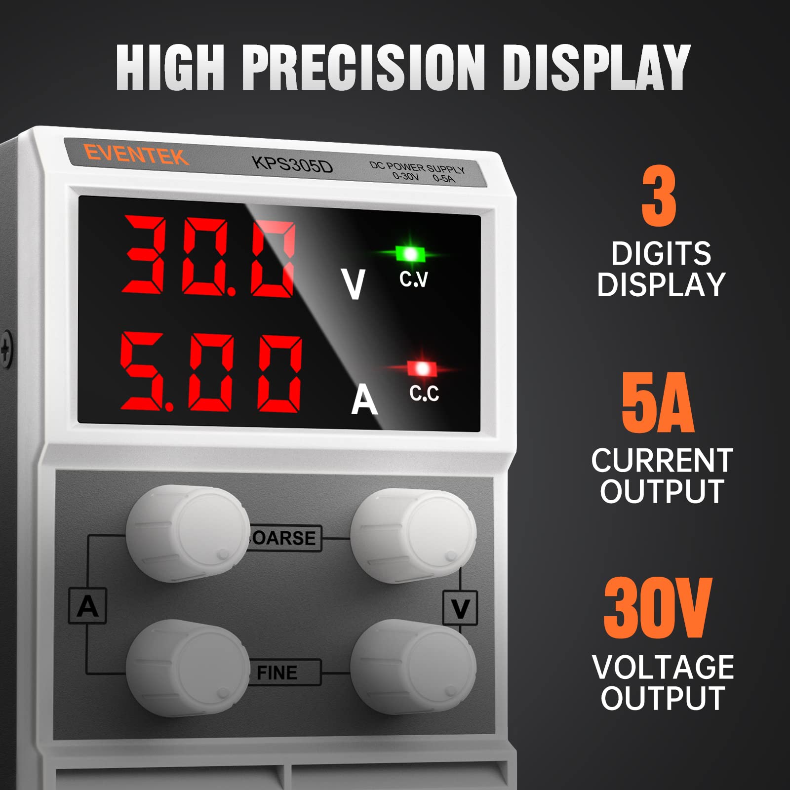 Snapklik.com : DC Power Supply Variable(0-30 V 0-5 A), Eventek KPS305D ...