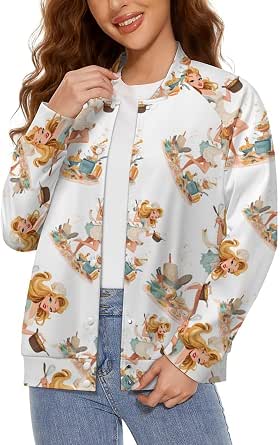 Amazon.com: Pinup Women Cooking Food Women's Baseball Jacket Long ...