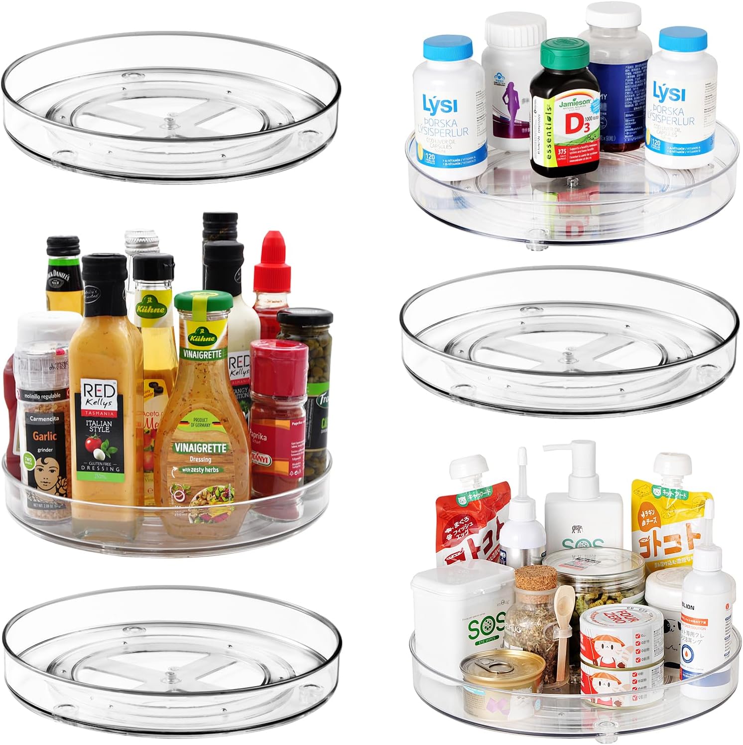 Amazon.com - 4 Pack Lazy Susan Organizer for Cabinet with Handle, 12 ...