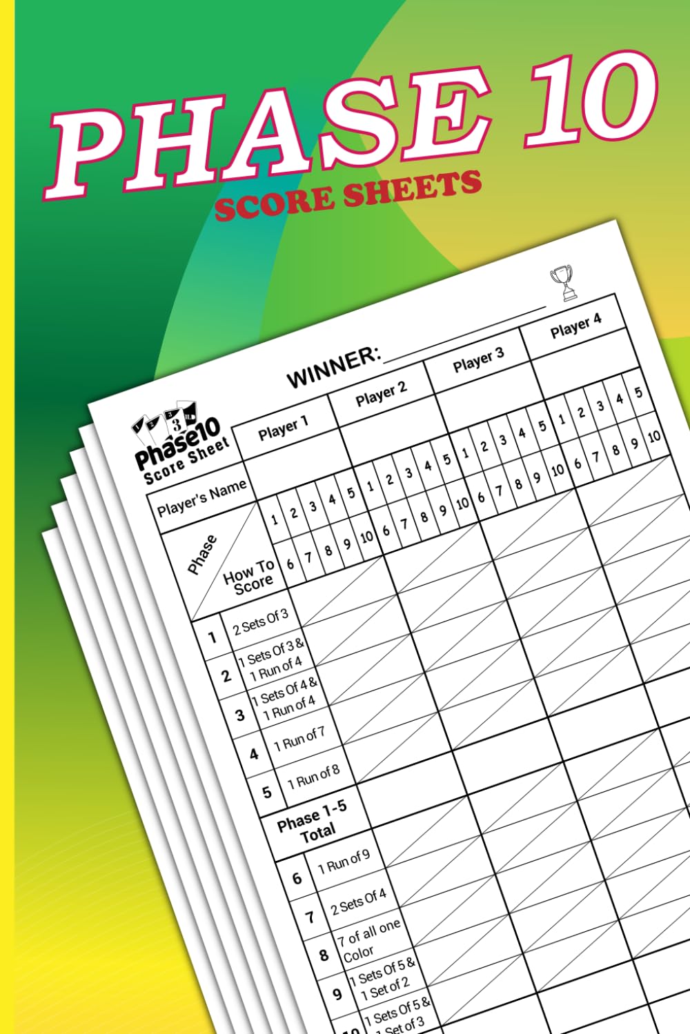 Amazon.com: Phase 10 Score Sheets: Large Print Scorekeeping Score Boos ...