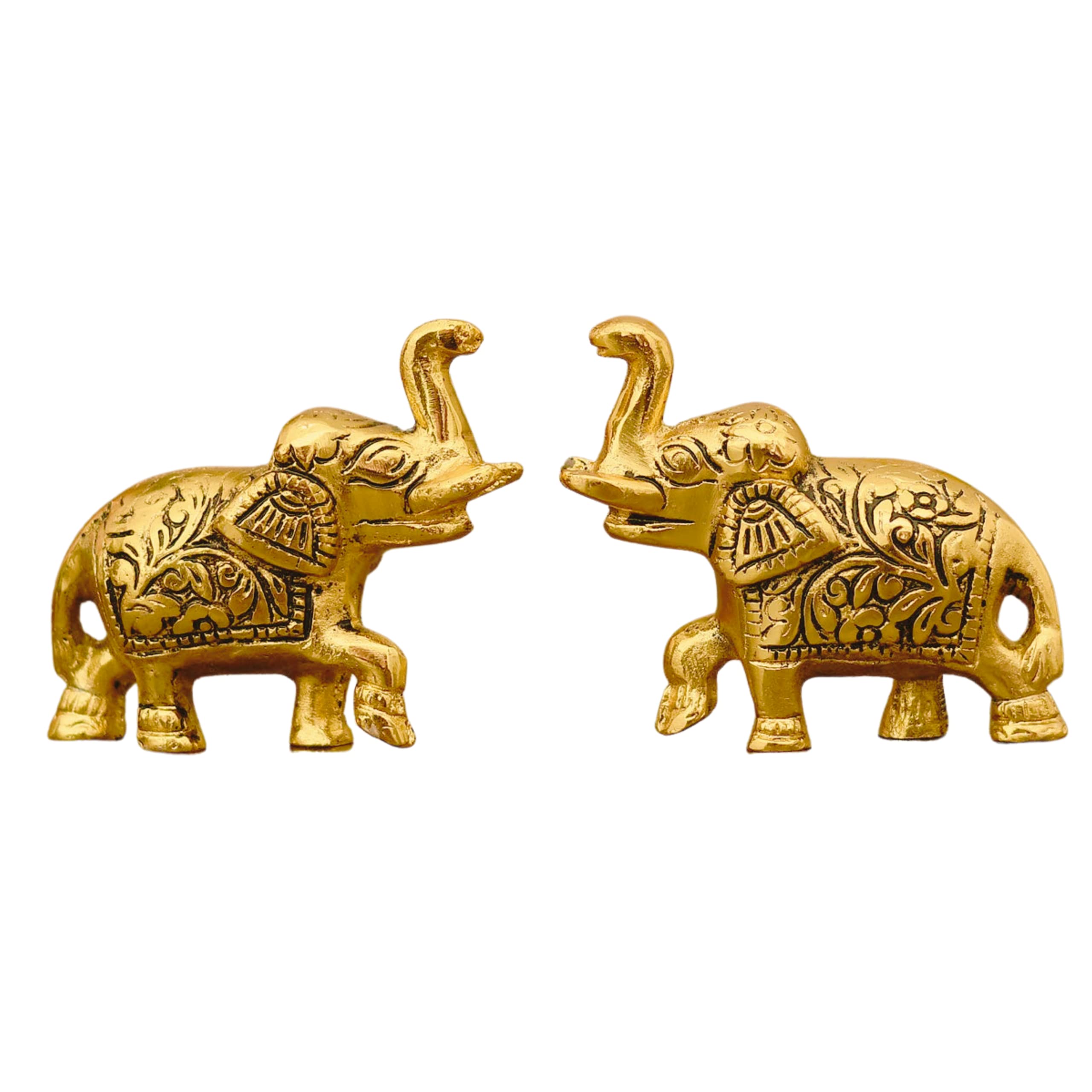 Buy SRI YAGNAA - Metal Elephants Idols - Elephant Pair Decor Showpiece ...