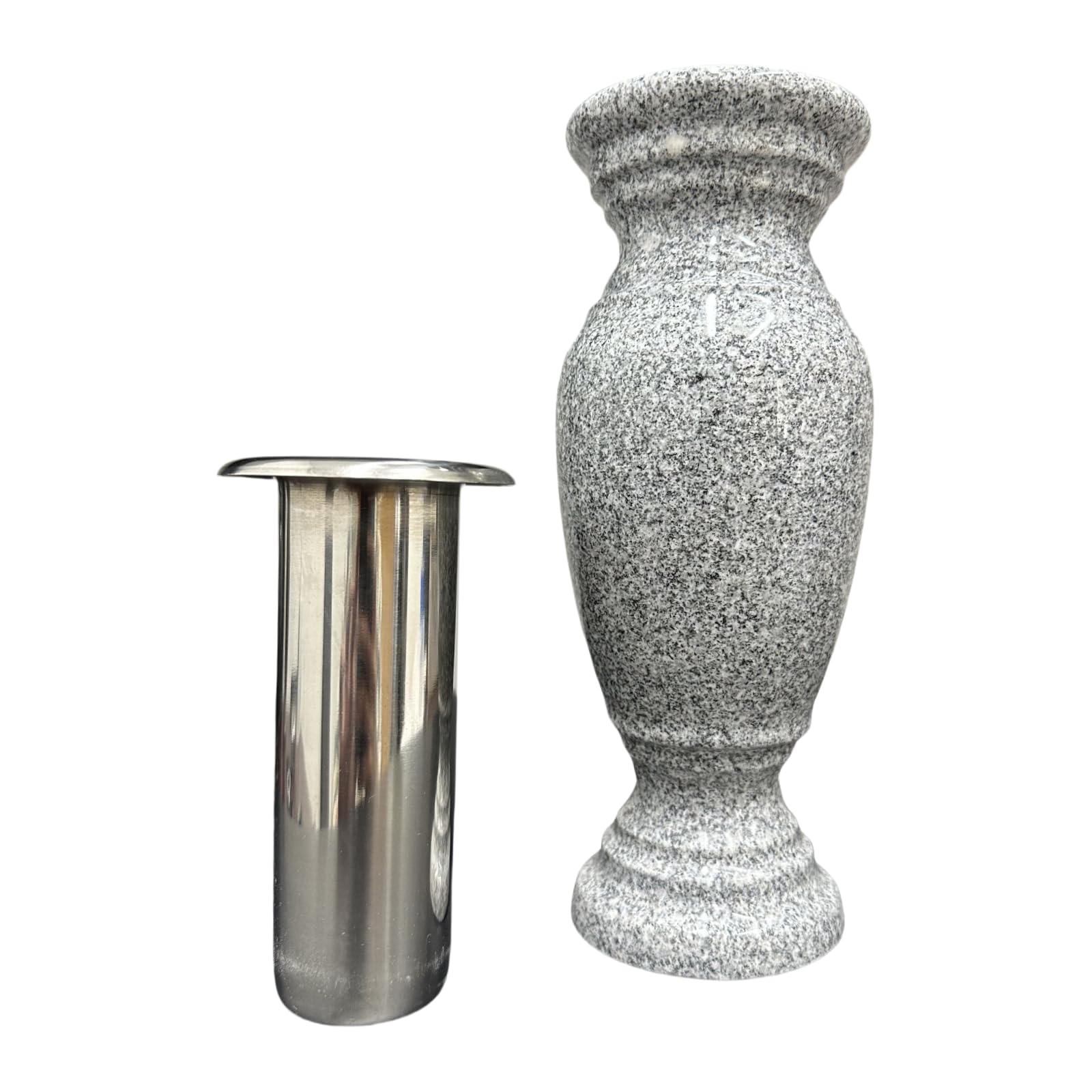 Amazon.com: Memorial Cemetery Flower Vase - Real Granite (Grey Granite ...