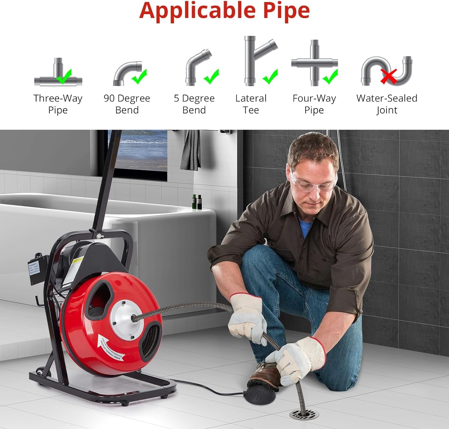 Snapklik.com : Drain Cleaner Machine, 100 Ft X 3/8 Inch Drain Cleaning ...