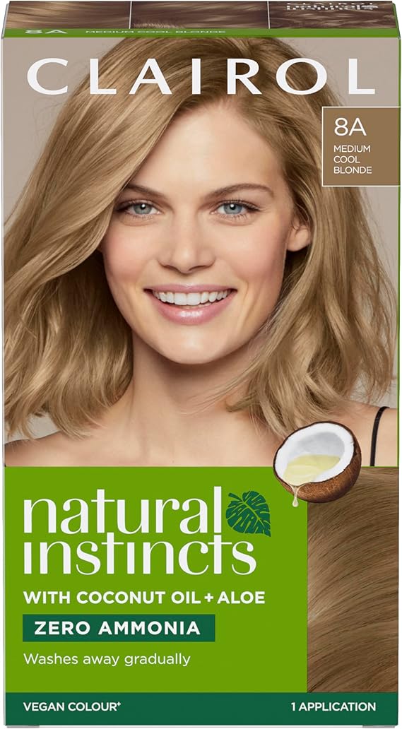 Clairol Natural Instincts Semi-Permanent No Ammonia Hair Dye, 8A Medium ...