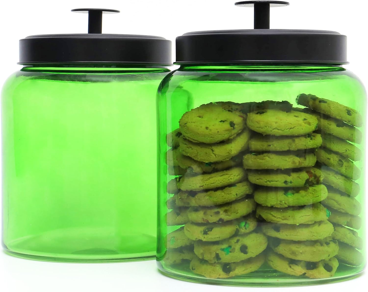 Amazon.com: kitchentoolz Green Colored Glass Cookie Jars for Kitchen ...
