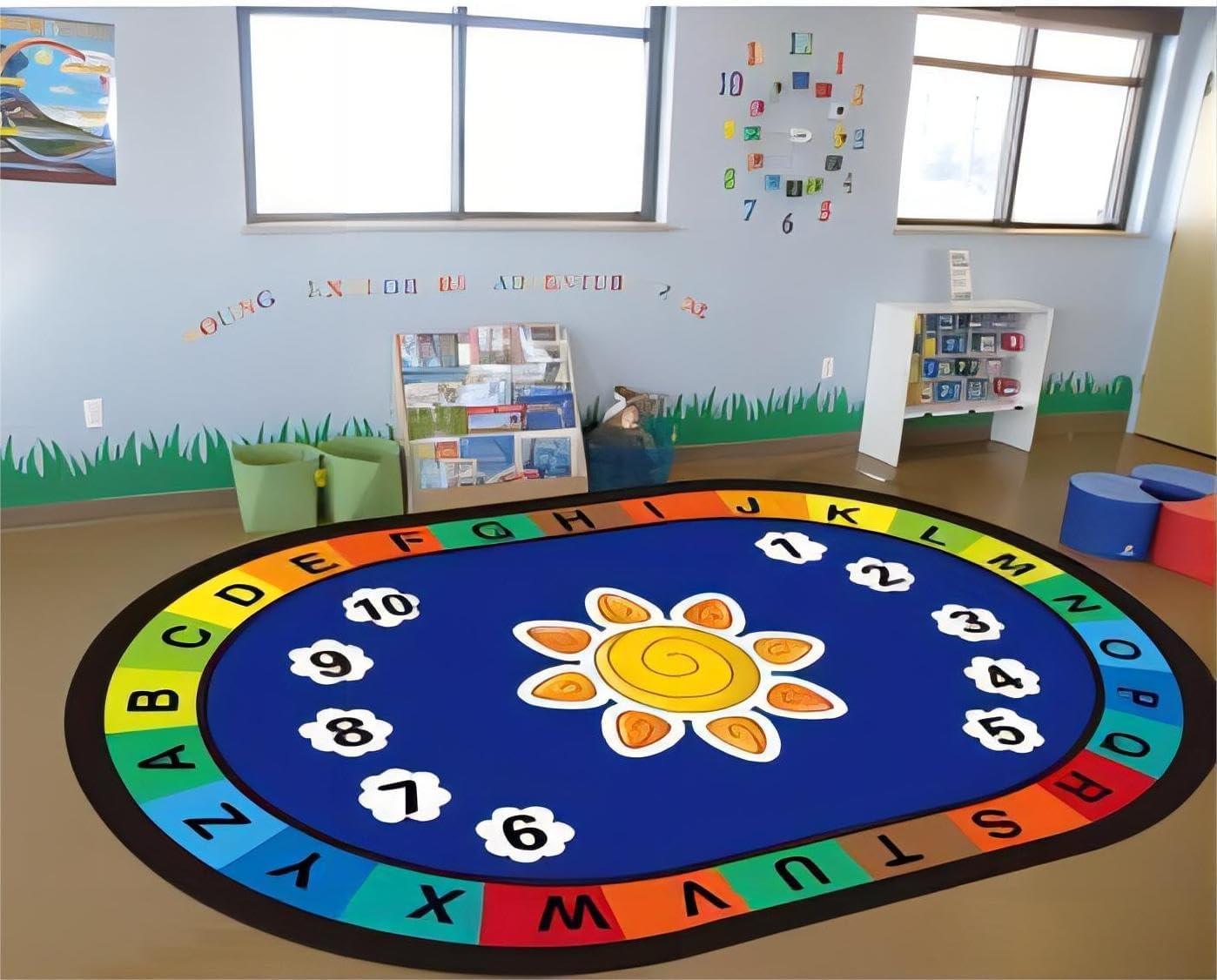 Amazon.com: Fouiunler Kids Oval Area Rug，5x8ft, Color Sun Number Letter ...