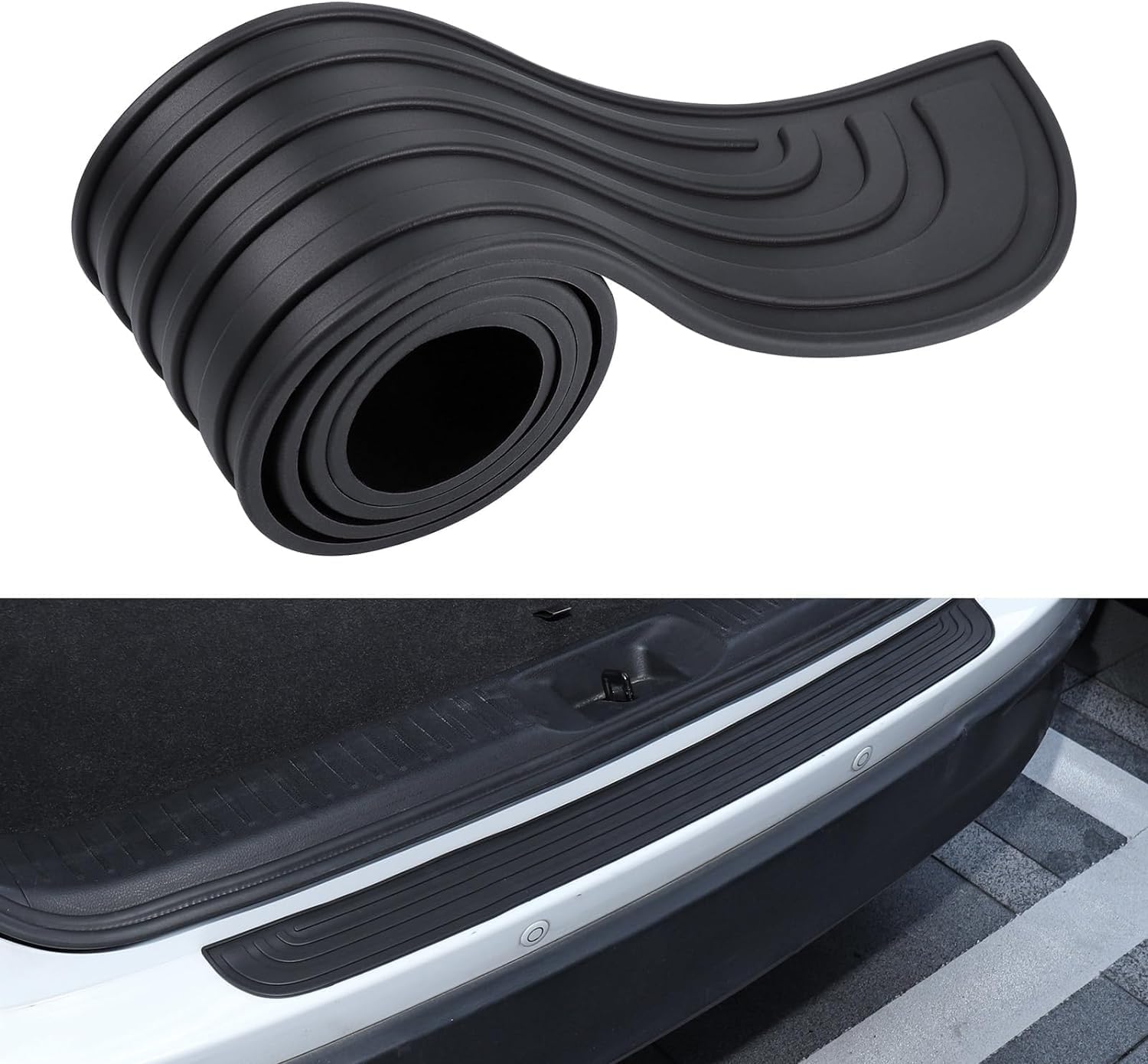Amazon.com: Car Rear Bumper Protector,Black Universal Flexible Rubber ...