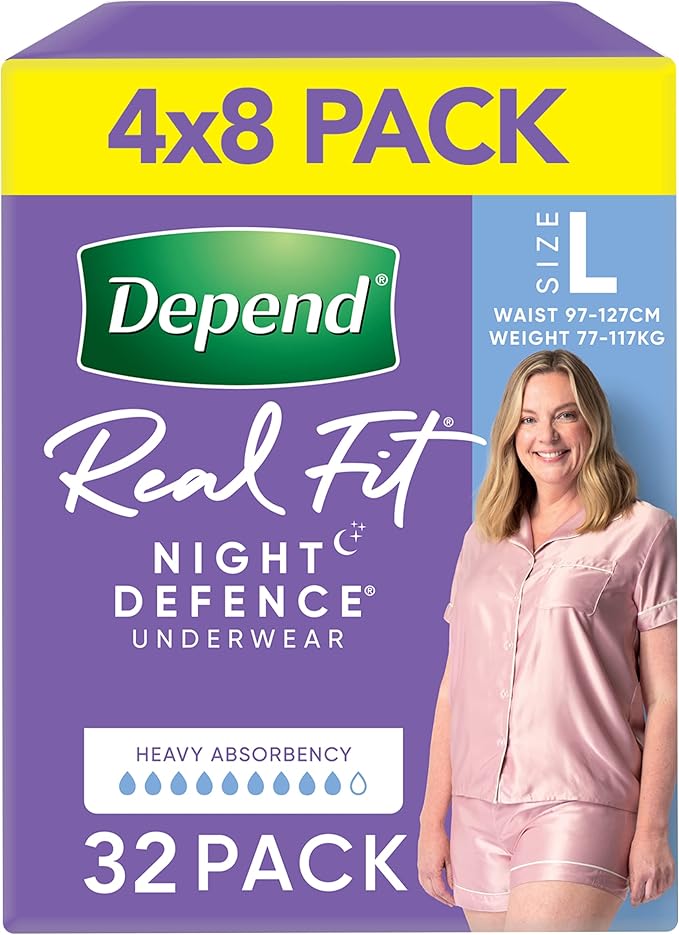 Depend Real Fit Night Defence Incontinence Underwear Women Large 32 ...