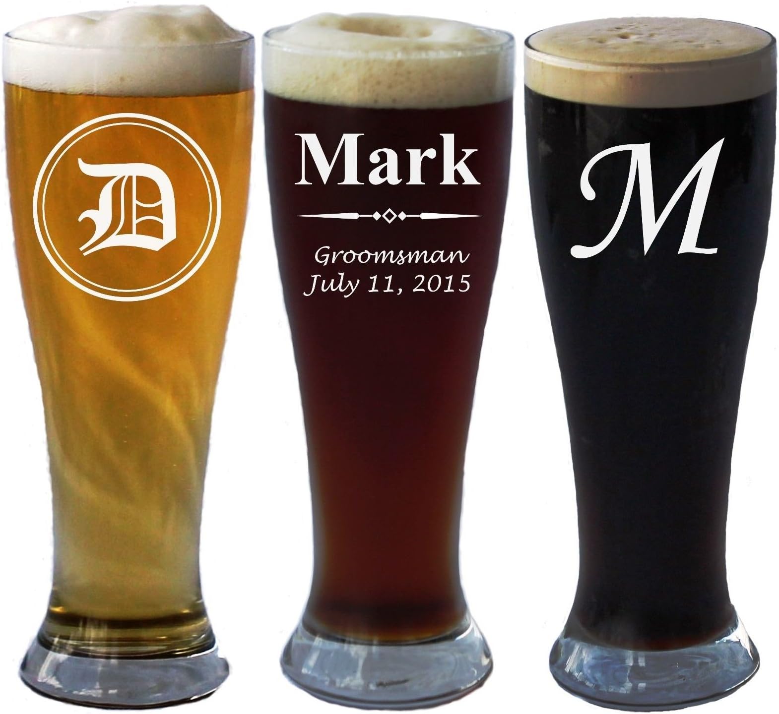 Amazon.com | Personalized Pilsner Beer Glass 16 Oz - Wedding Party ...