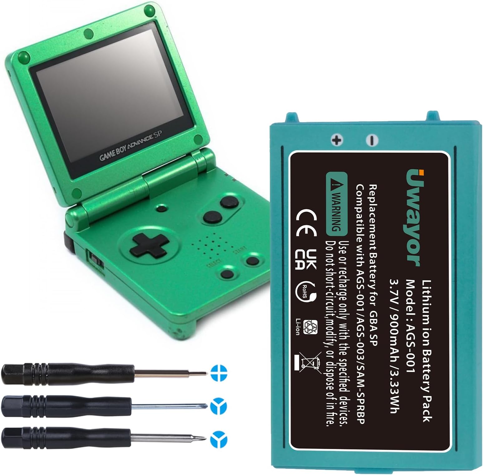 Uwayor GBA SP Battery, 900mAh Gameboy SP Battery Replacement for ...