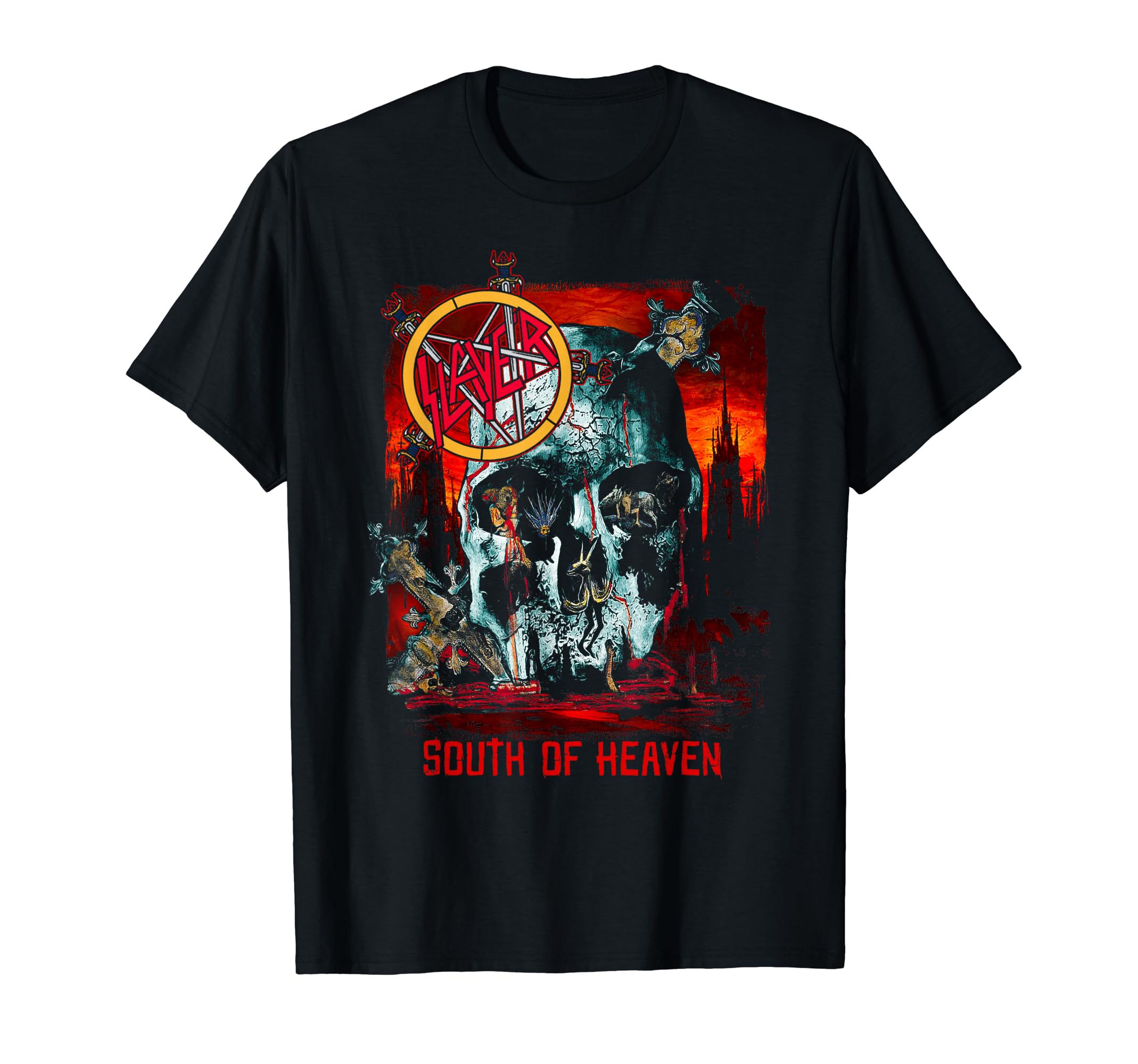 Amazon.com: Slayer – South Of Heaven Skull T-Shirt : Clothing, Shoes ...